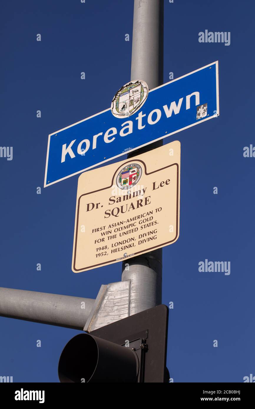 Los Angeles, California, USA – August 3, 2020: street view of Koreatown ...