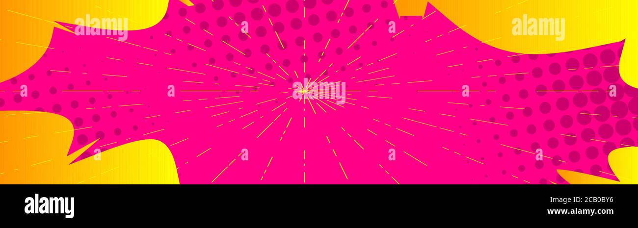 Cartoon design colored banner. Comic book background illustration ...