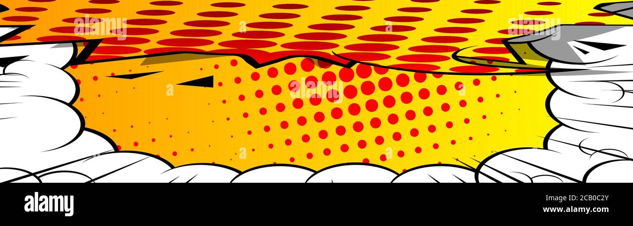 Cartoon design colored banner. Comic book background illustration ...