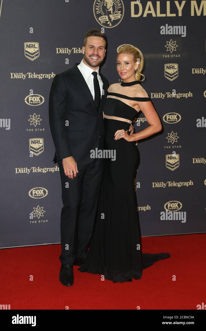 Beau and Kara Ryan arrive on the red carpet for the 2016 Dally M awards ...
