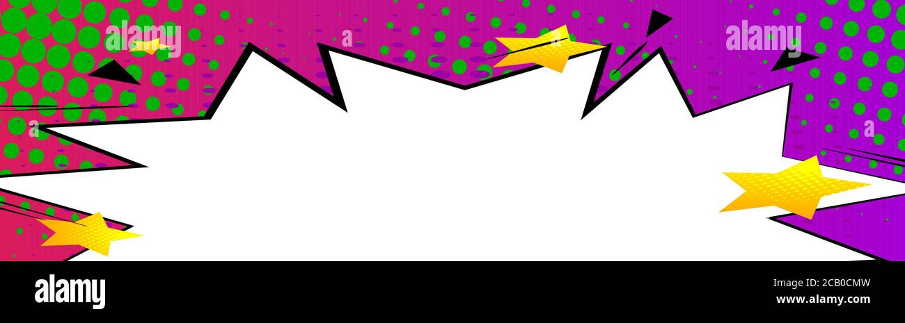 Cartoon design colored banner. Comic book background illustration ...