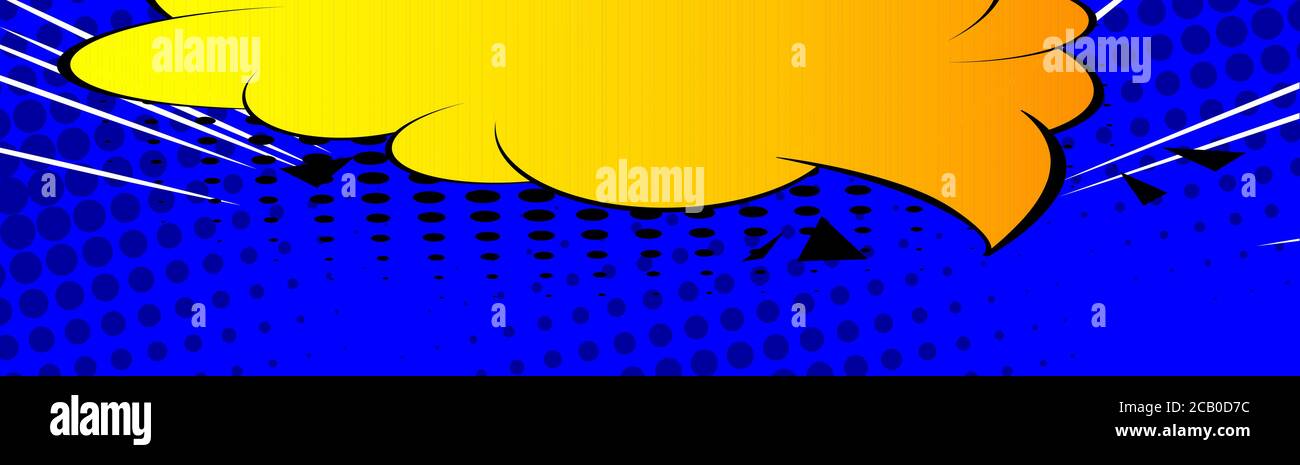 Cartoon design colored banner. Comic book background illustration ...