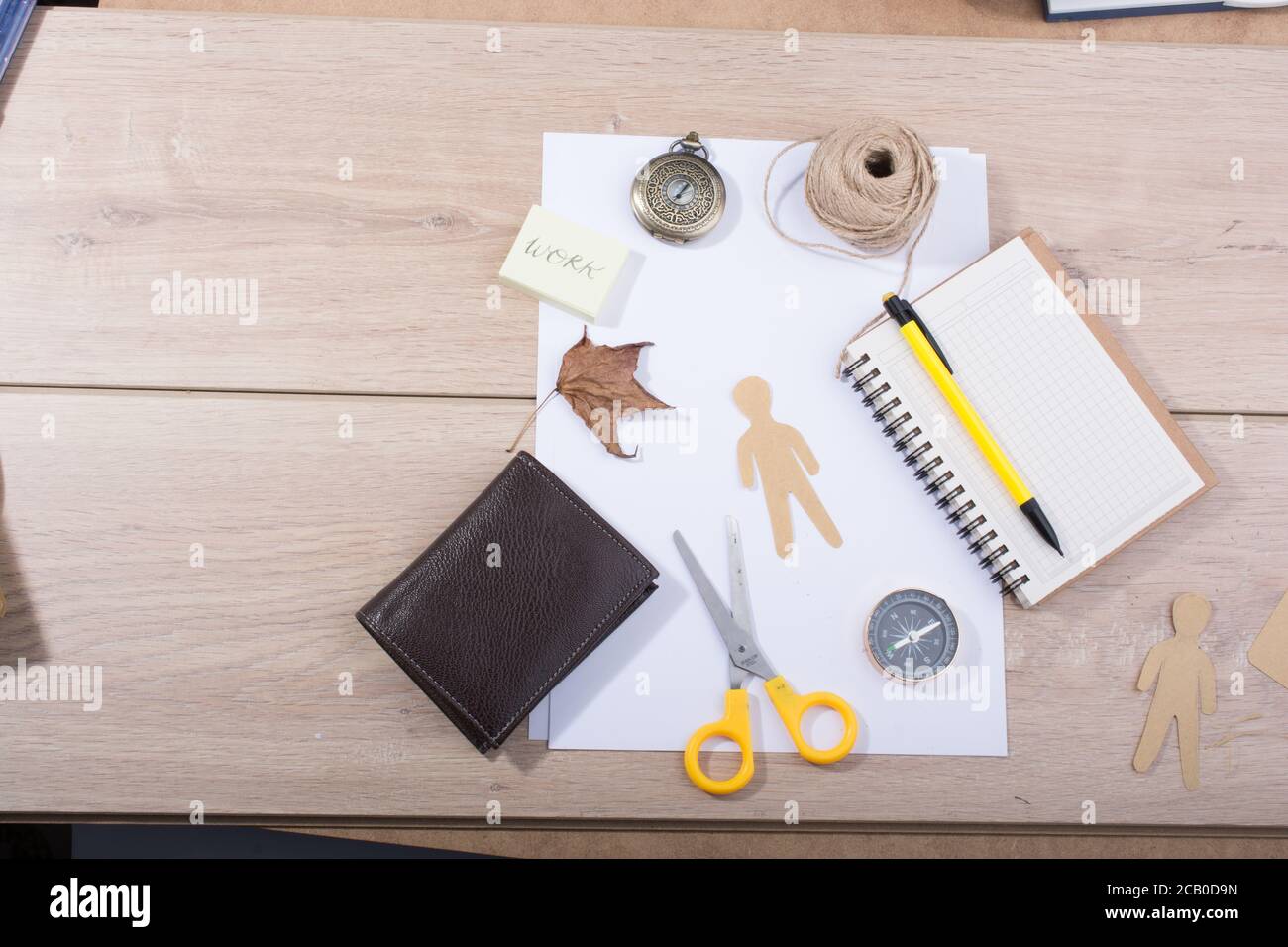 Materials and tools for hand work of art on a desk Stock Photo - Alamy