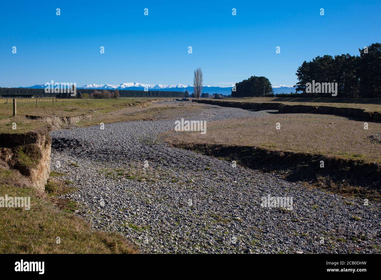 New Zealand Countryside Scenes: dry river beds: water extraction for ...