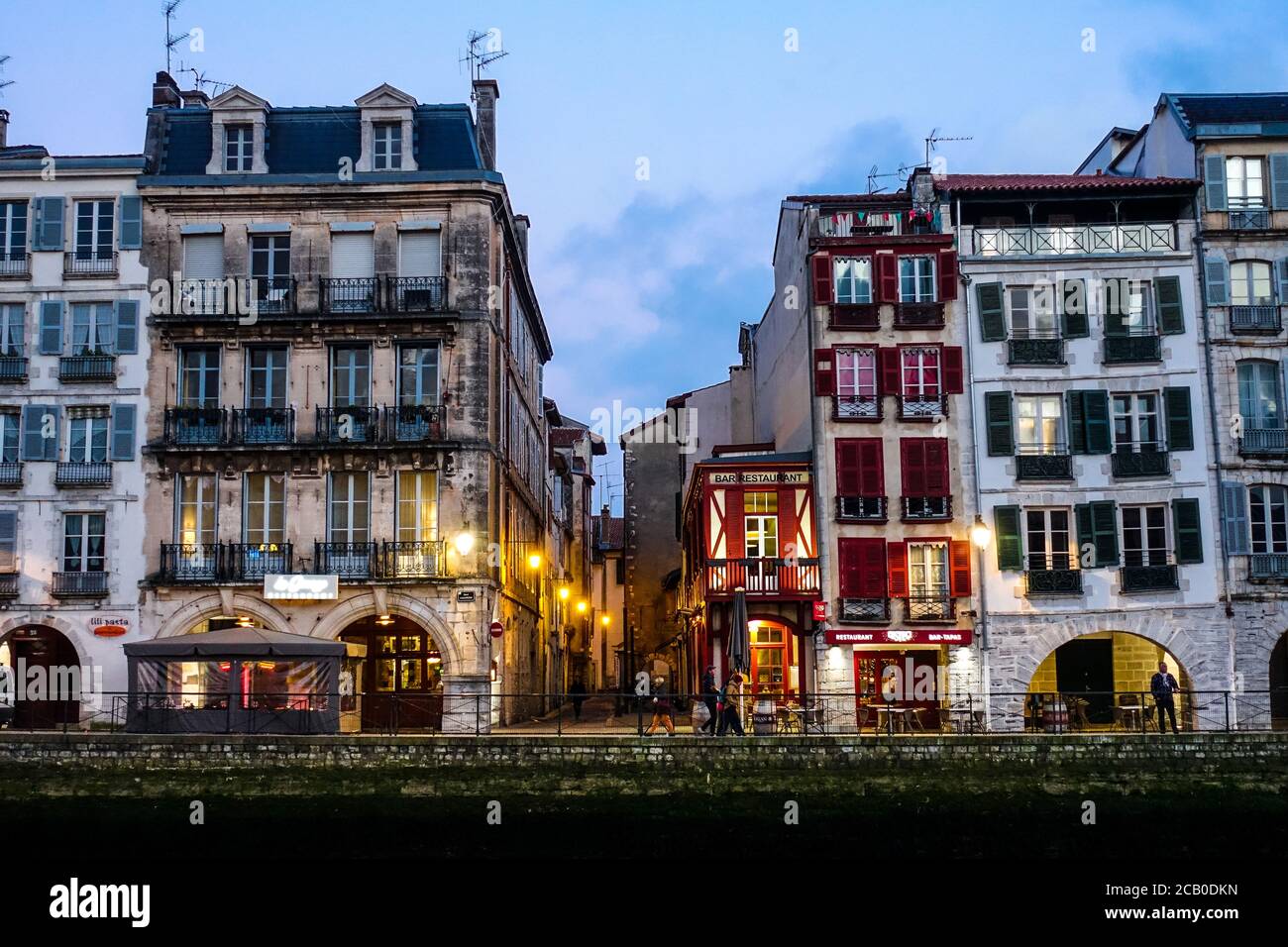 Colorful houses in the Old Town center of Bayonne, french Basque ...