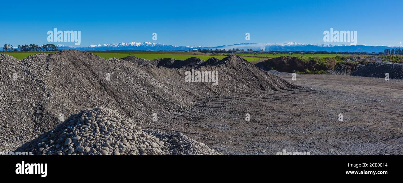 New Zealand Countryside Scenes: river-gravel extraction Stock Photo - Alamy