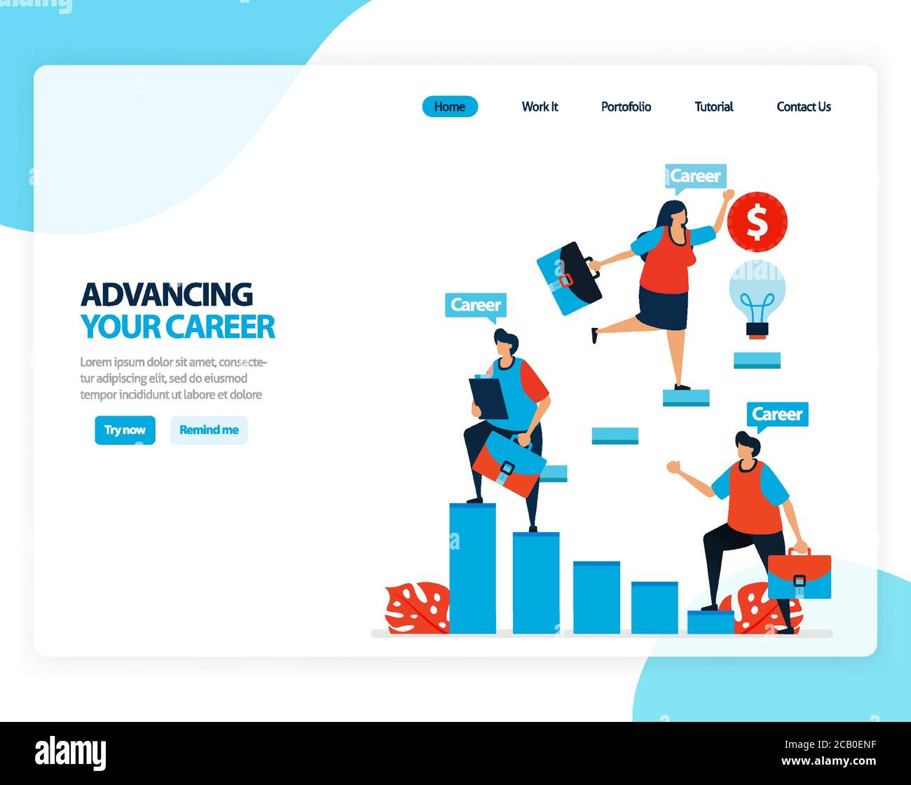 Vector illustration of advancing your career. training and coaching to ...