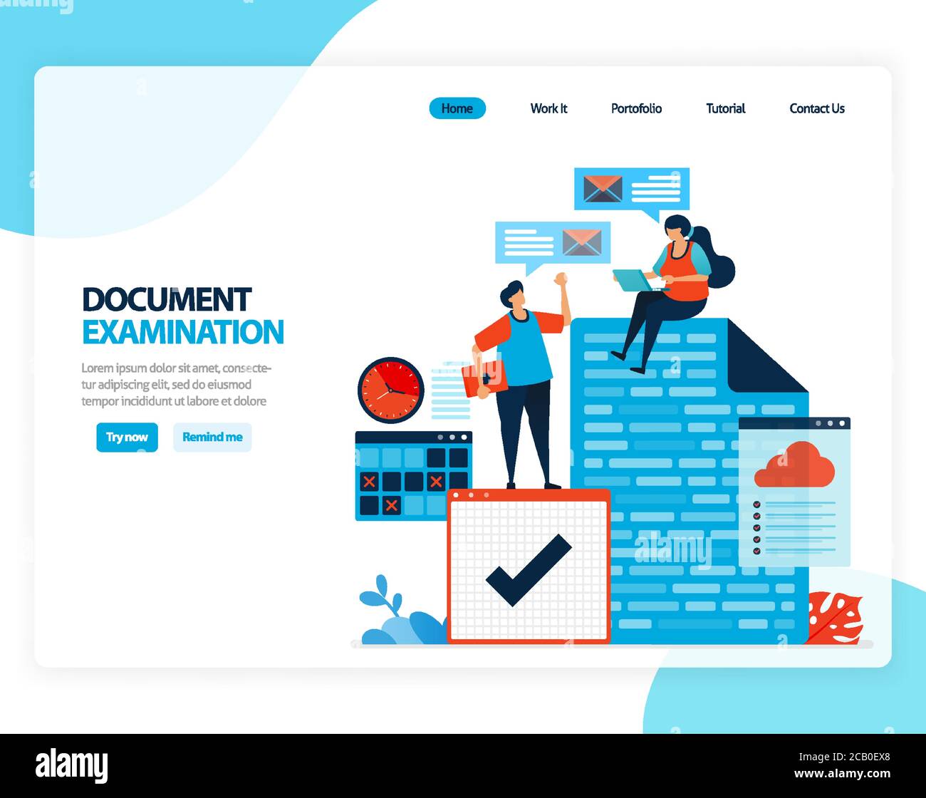 Vector illustration of document examination. checking legal document ...