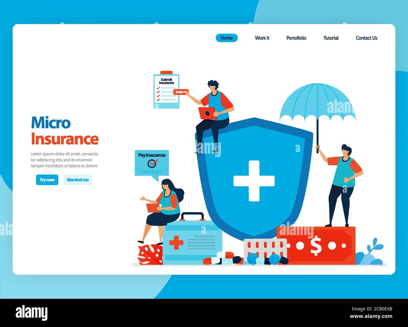 Landing page vector design for micro financial insurance and low cost ...