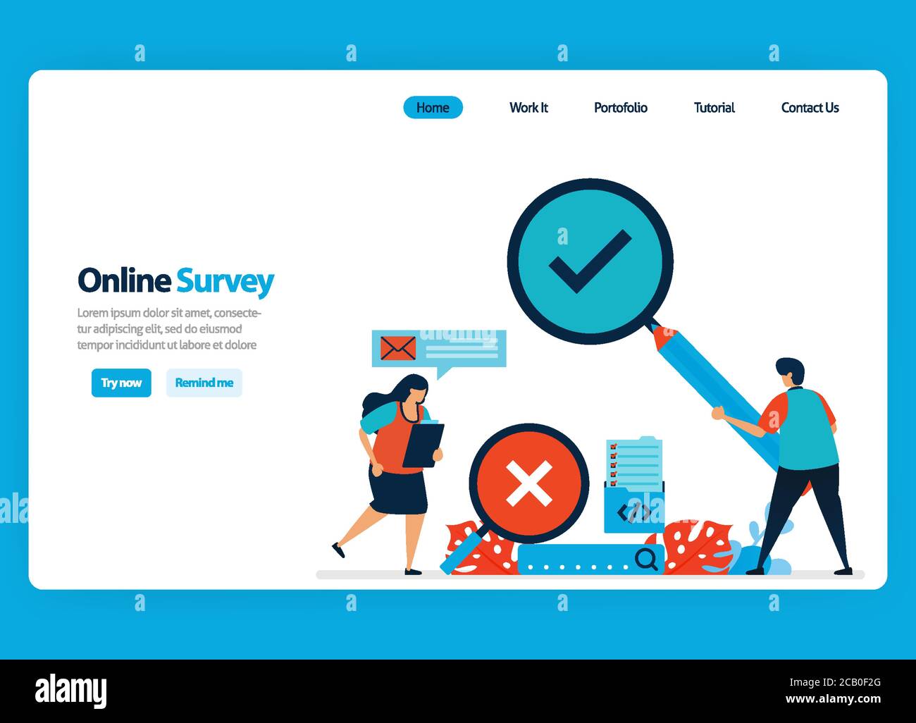 Landing page design for online survey and exam, checking and validating ...