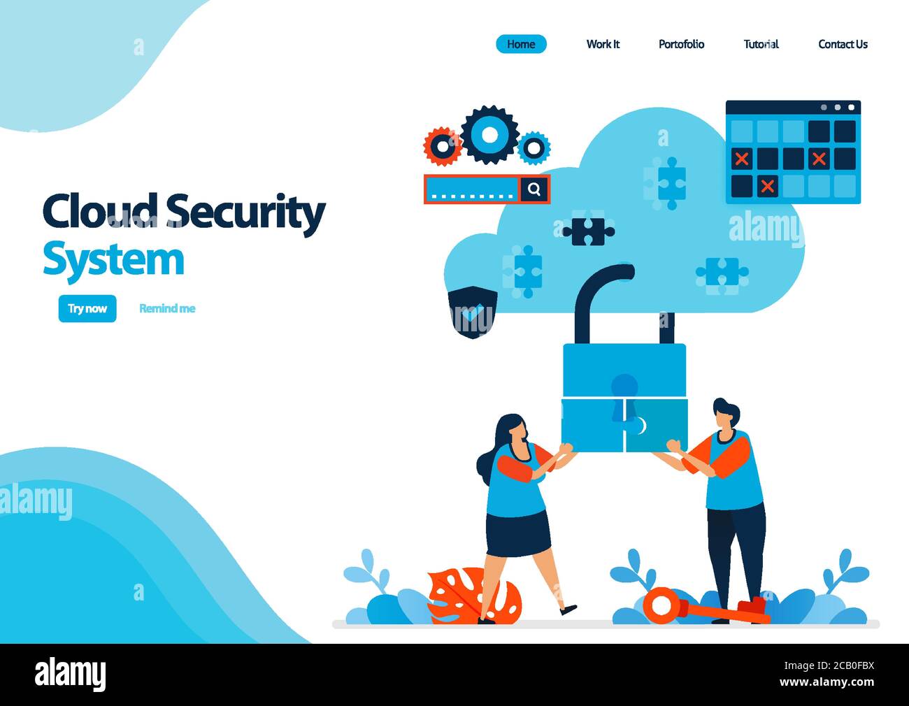 landing page template of cloud computing security system. cooperation ...