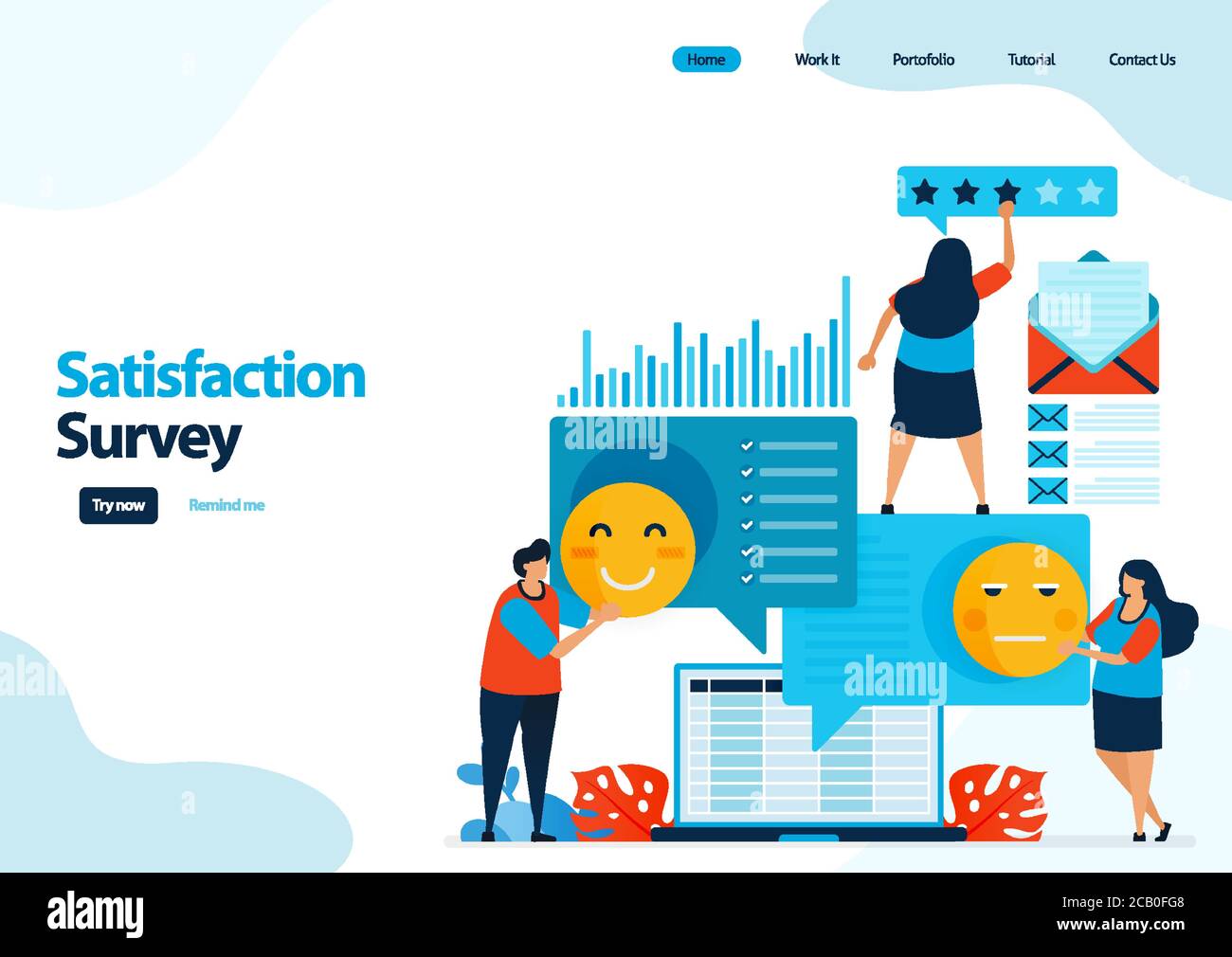 landing page template of emoticon satisfaction surveys. give rating and ...