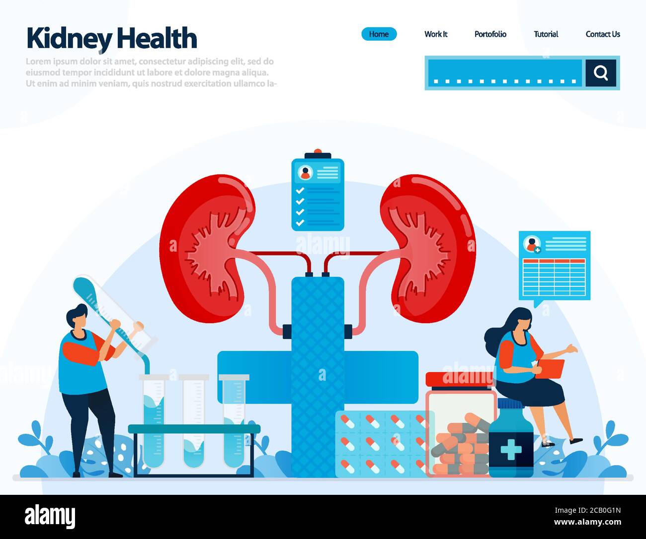 illustration for checking kidney health. diseases and disorders of ...
