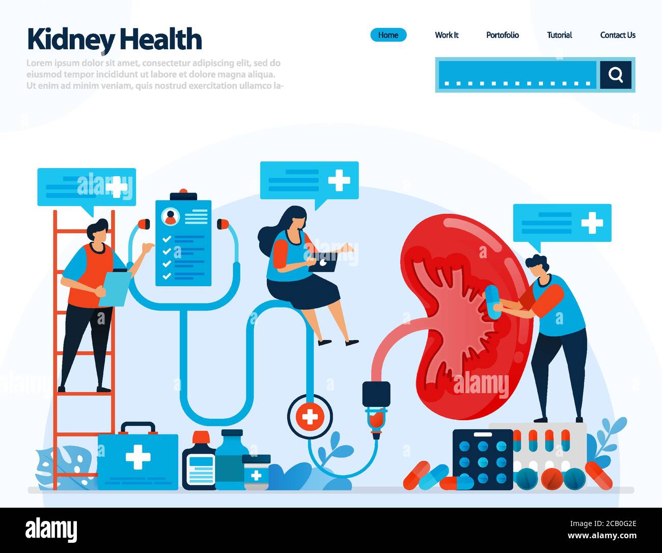 illustration for checking kidney health. diseases and disorders of ...