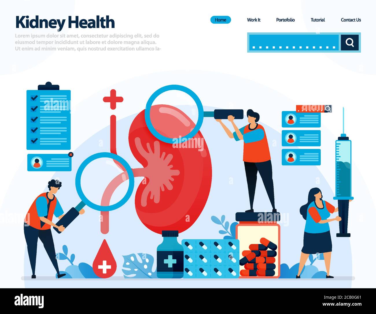 illustration for checking kidney health. diseases and disorders of ...