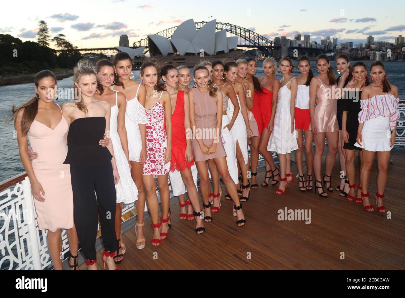 Models at the Kookai SS1617 Cruise runway show aboard Seadeck Stock ...