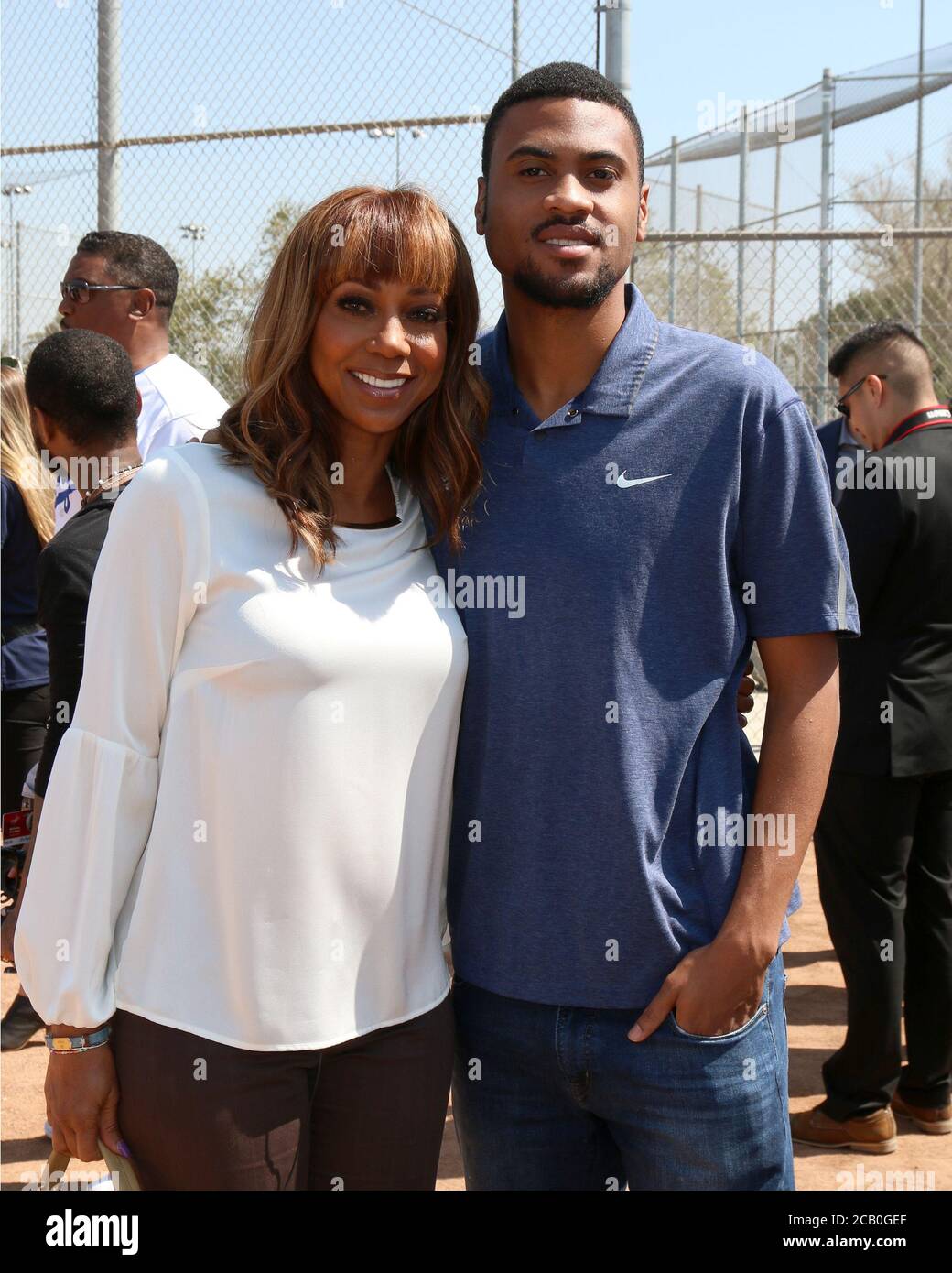 LOS ANGELES - APR 2: Holly Robinson Peete, RJ Peete at the Dodgers ...
