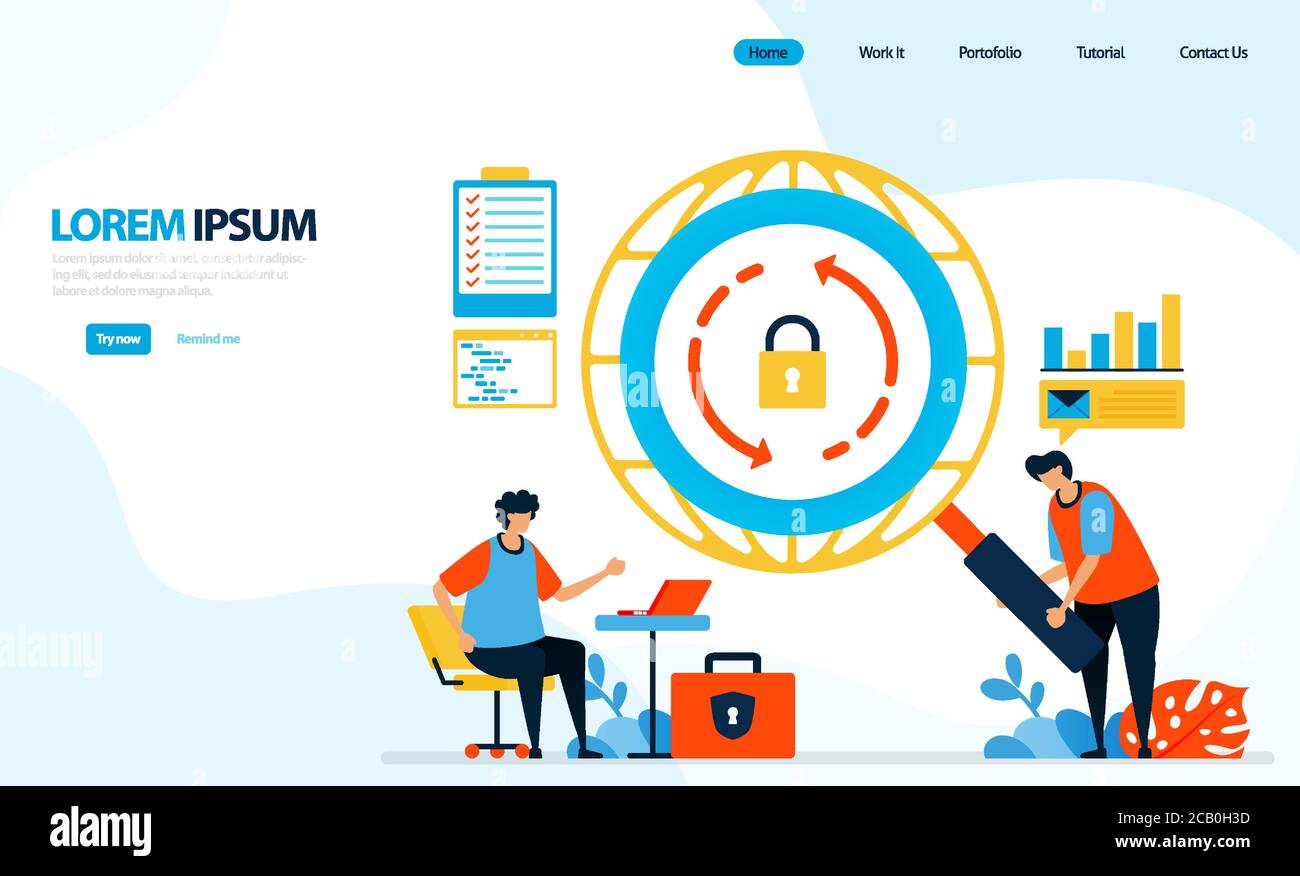 Vector illustration of security checks on internet networks. reload ...