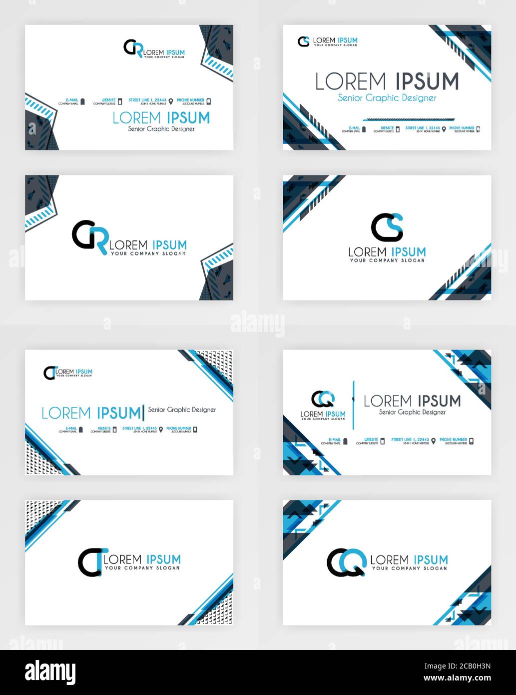 Blue Business Card Template. Simple Identity Card Design With A ...
