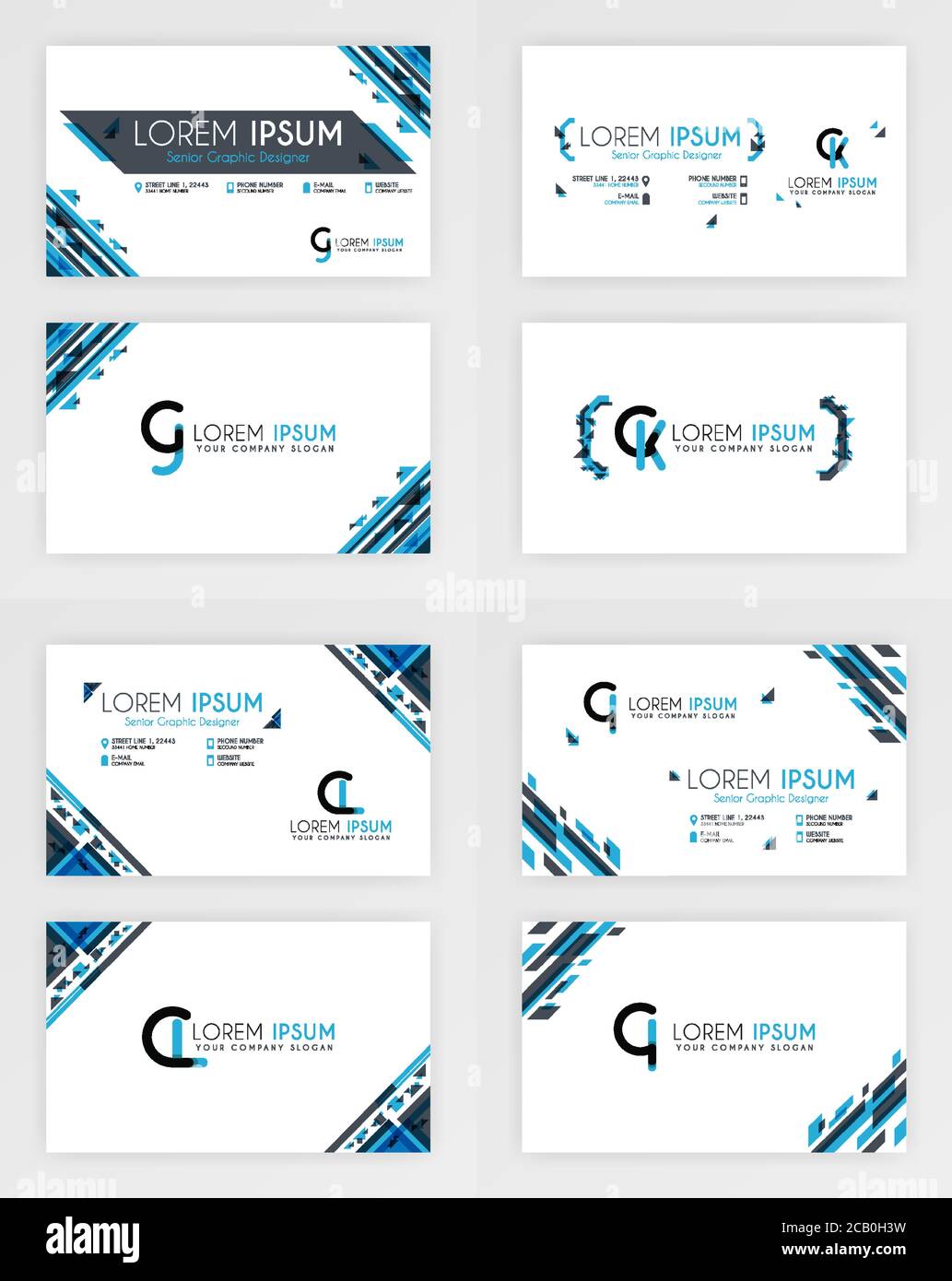 Blue Business Card Template. Simple Identity Card Design With A ...