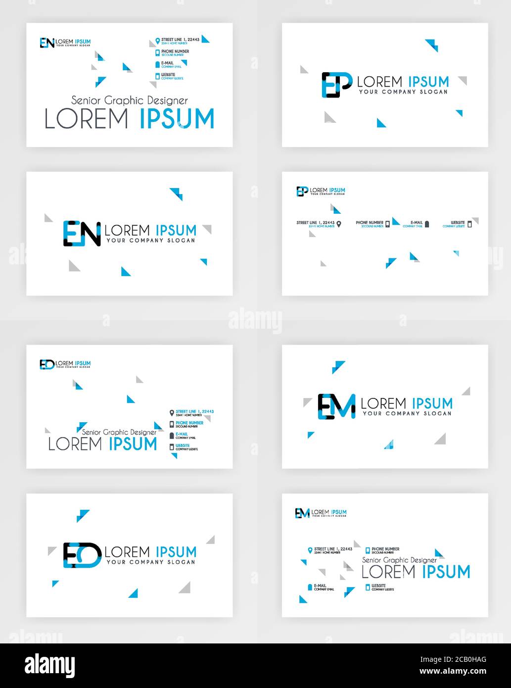Blue Business Card Template. Simple Identity Card Design With Alphabet ...