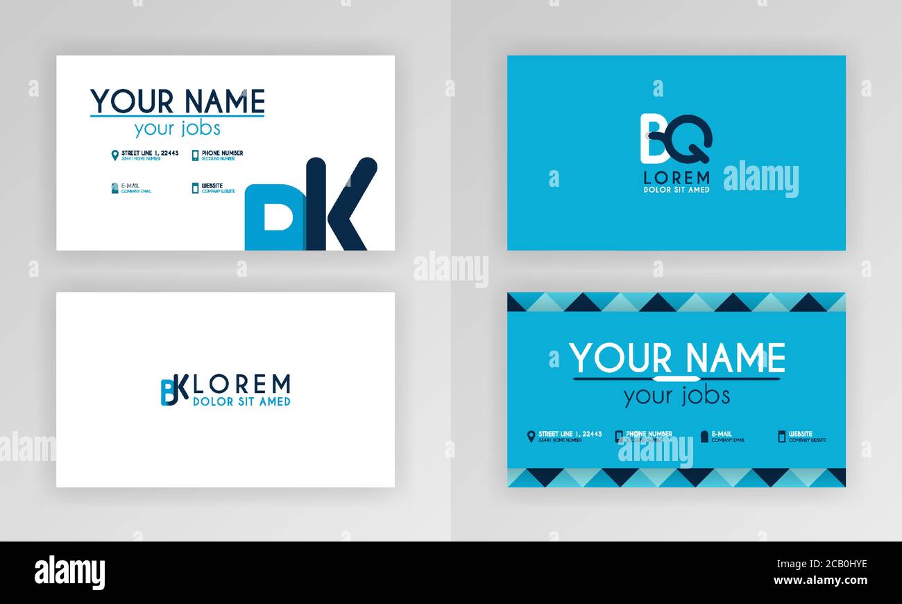 Blue Business Card Template. Simple Identity Card Design With Alphabet ...
