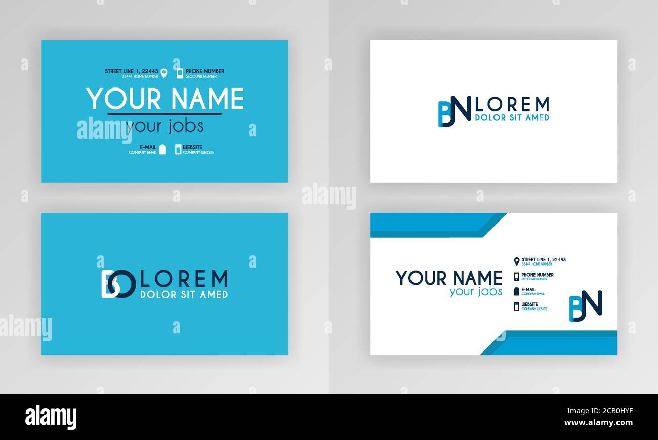 Blue Business Card Template. Simple Identity Card Design With Alphabet ...
