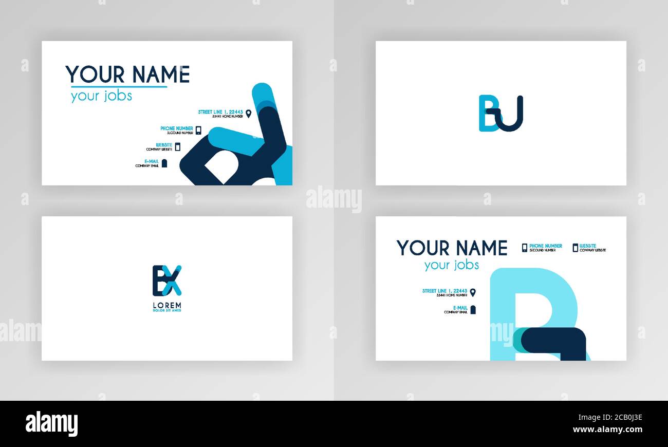 Blue Business Card Template. Simple Identity Card Design With Alphabet ...