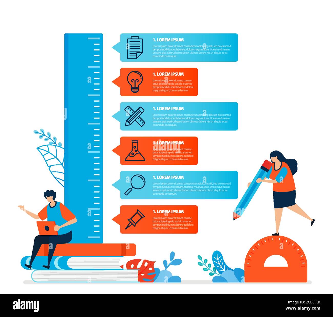 human illustration and infographic design for business options, steps ...