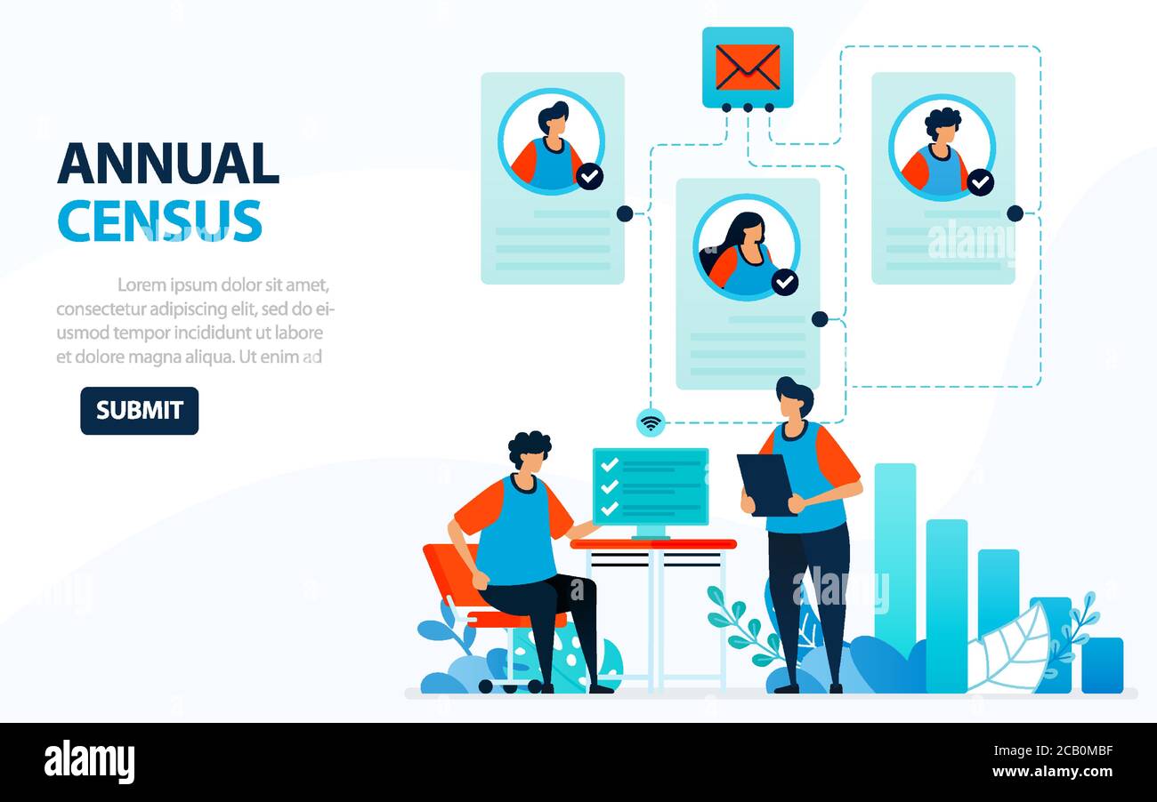Vector Illustration For 2020 Population Census. Digital Concept With ...