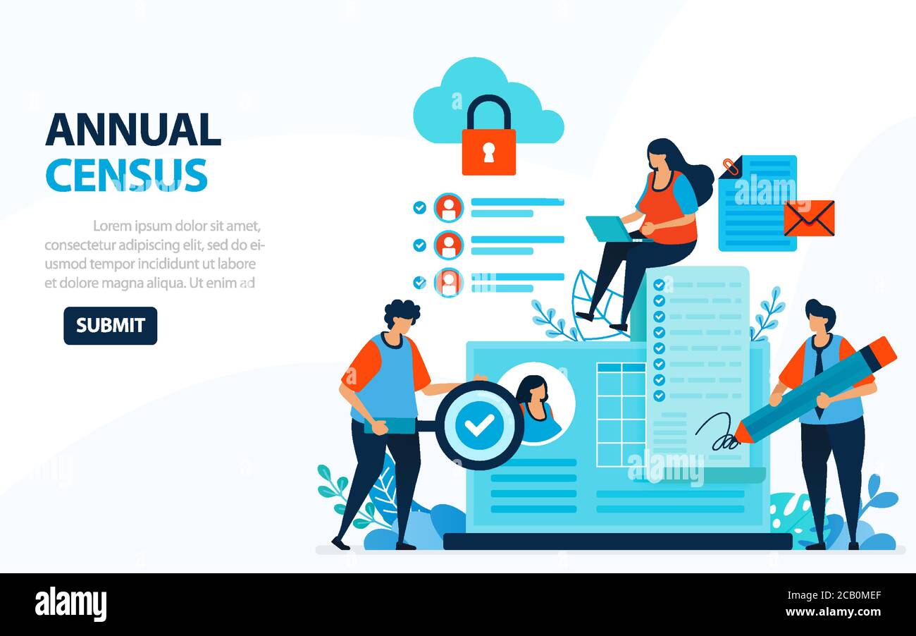 Vector Illustration For 2020 Population Census. Digital Concept With ...
