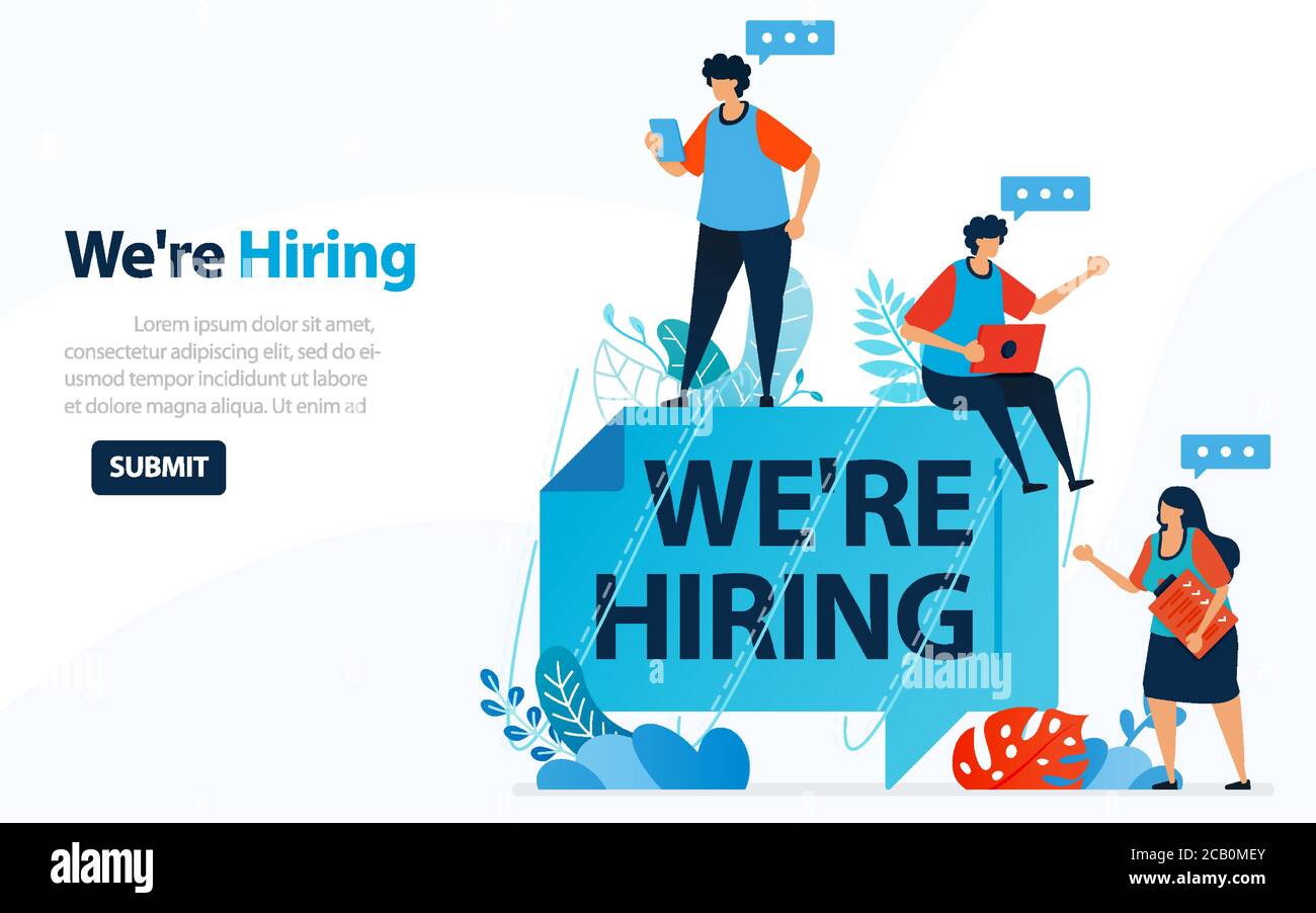 People Looking For Employees With Words We're Hiring, Concept Vector ...