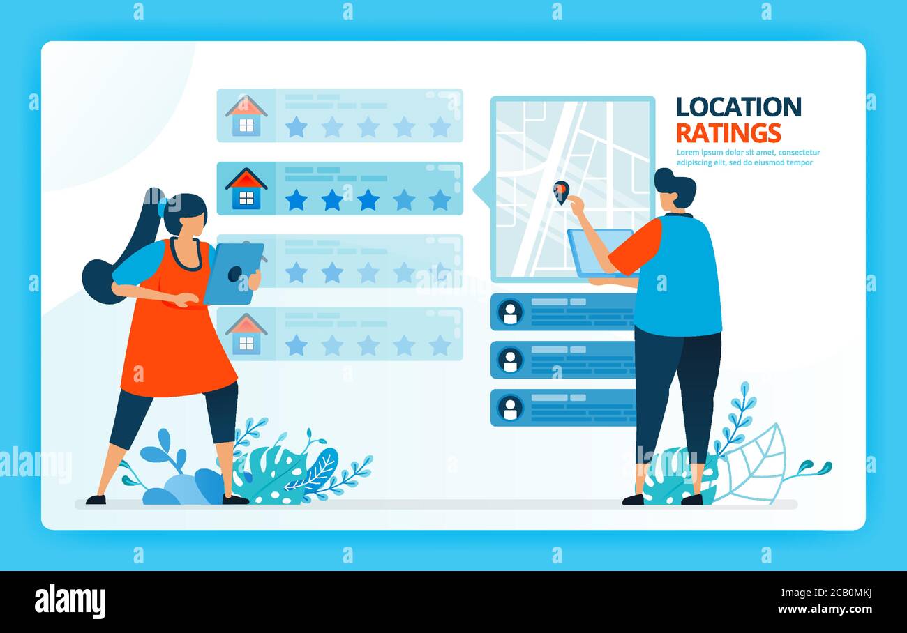 Vector illustration for location rating and home rental. Human vector ...