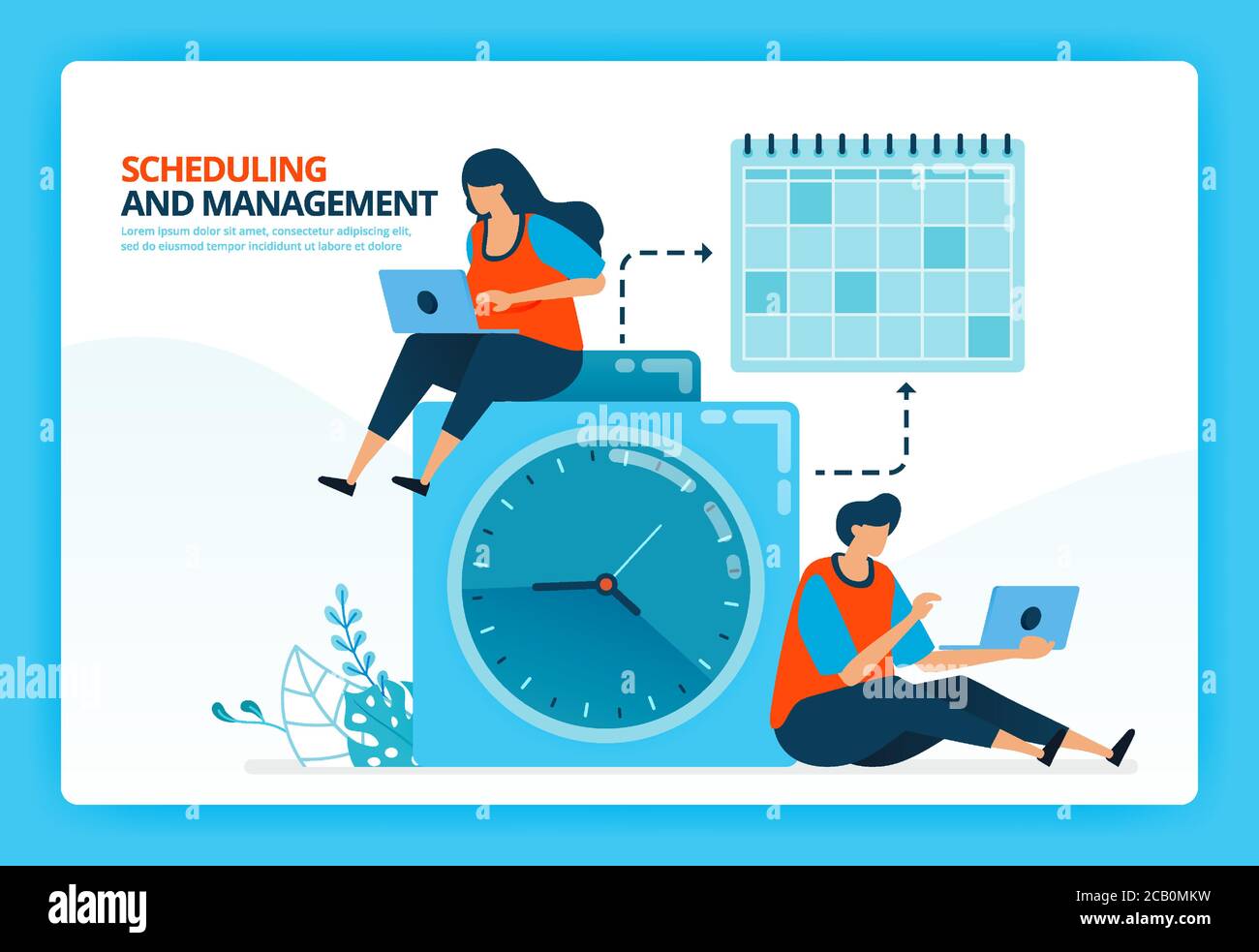 Vector illustration for time planning and scheduling management. Human ...