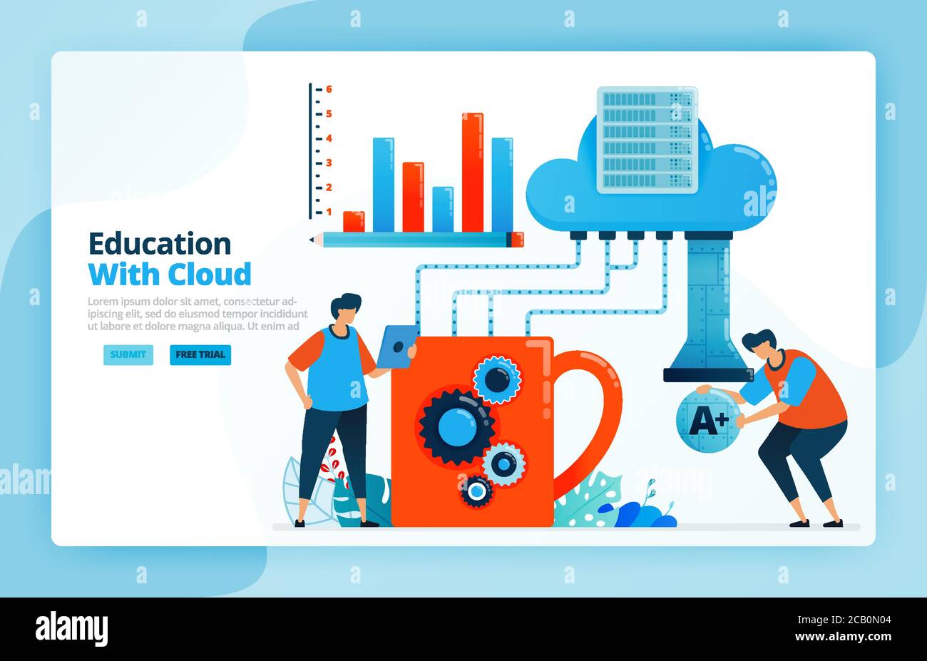 Vector illustration of activities from learning using cloud computing ...