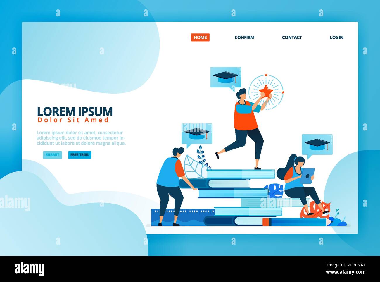 Cartoon illustrations for educational and learning scholarship programs ...