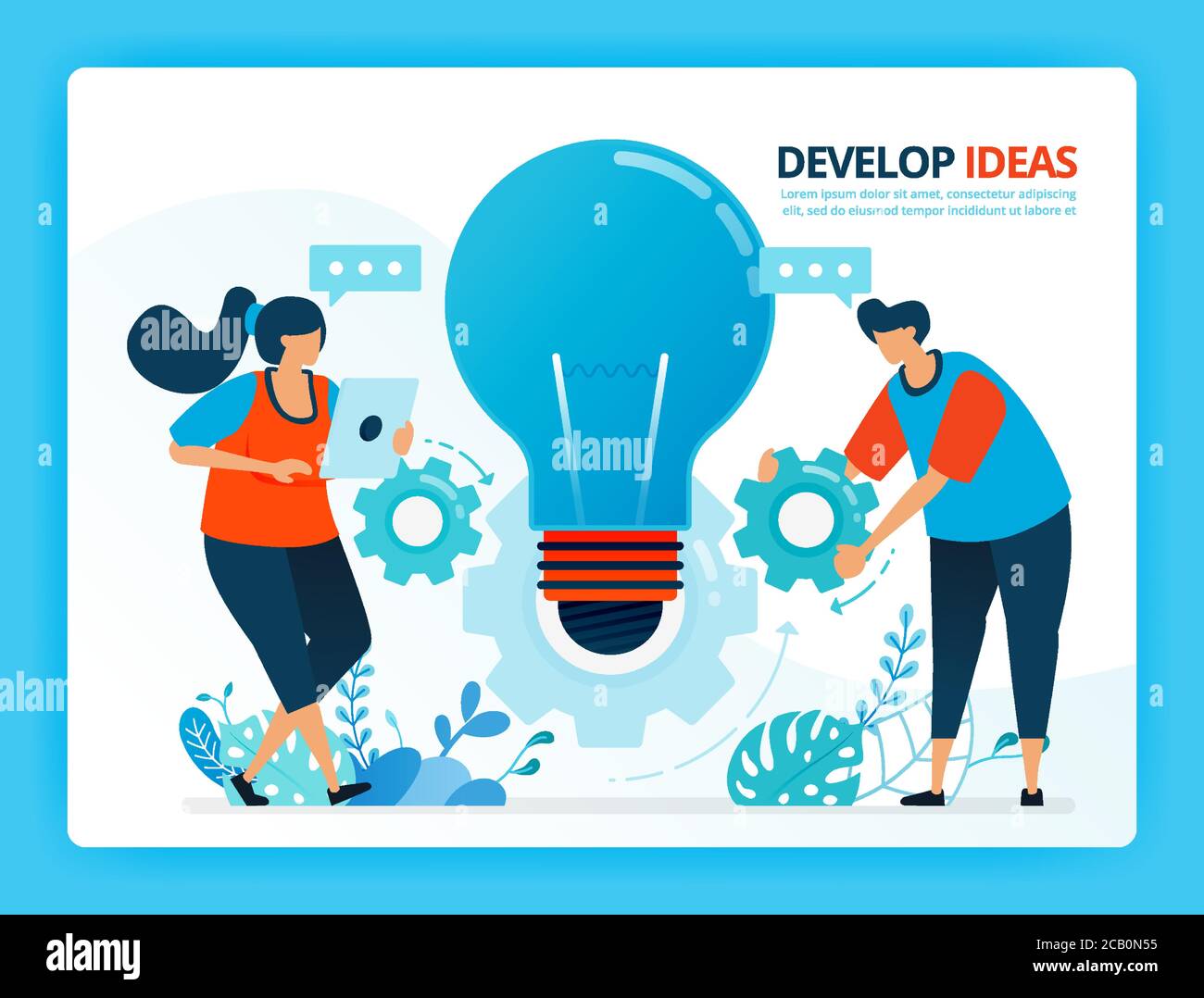 Vector illustration for developing ideas and collaboration. Human ...