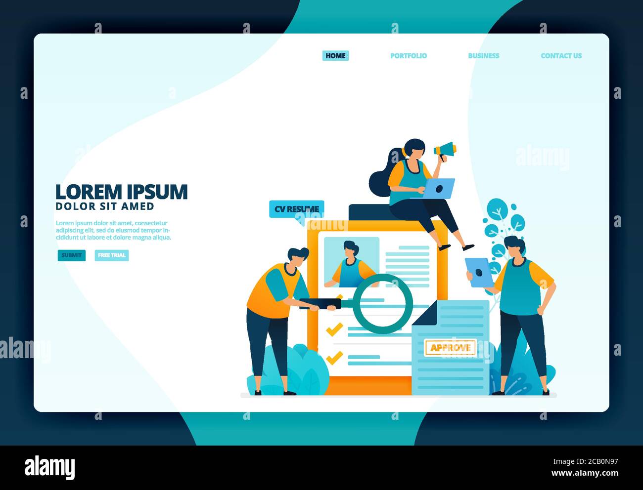 Cartoon illustration of apply for a job. Vector design for landing page ...