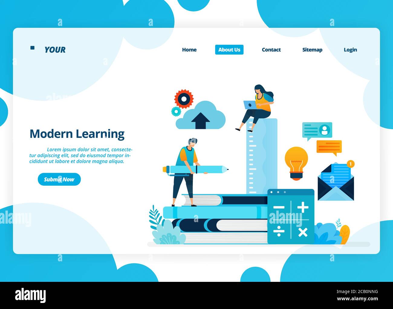 Vector landing page design of modern learning. Distance education ...