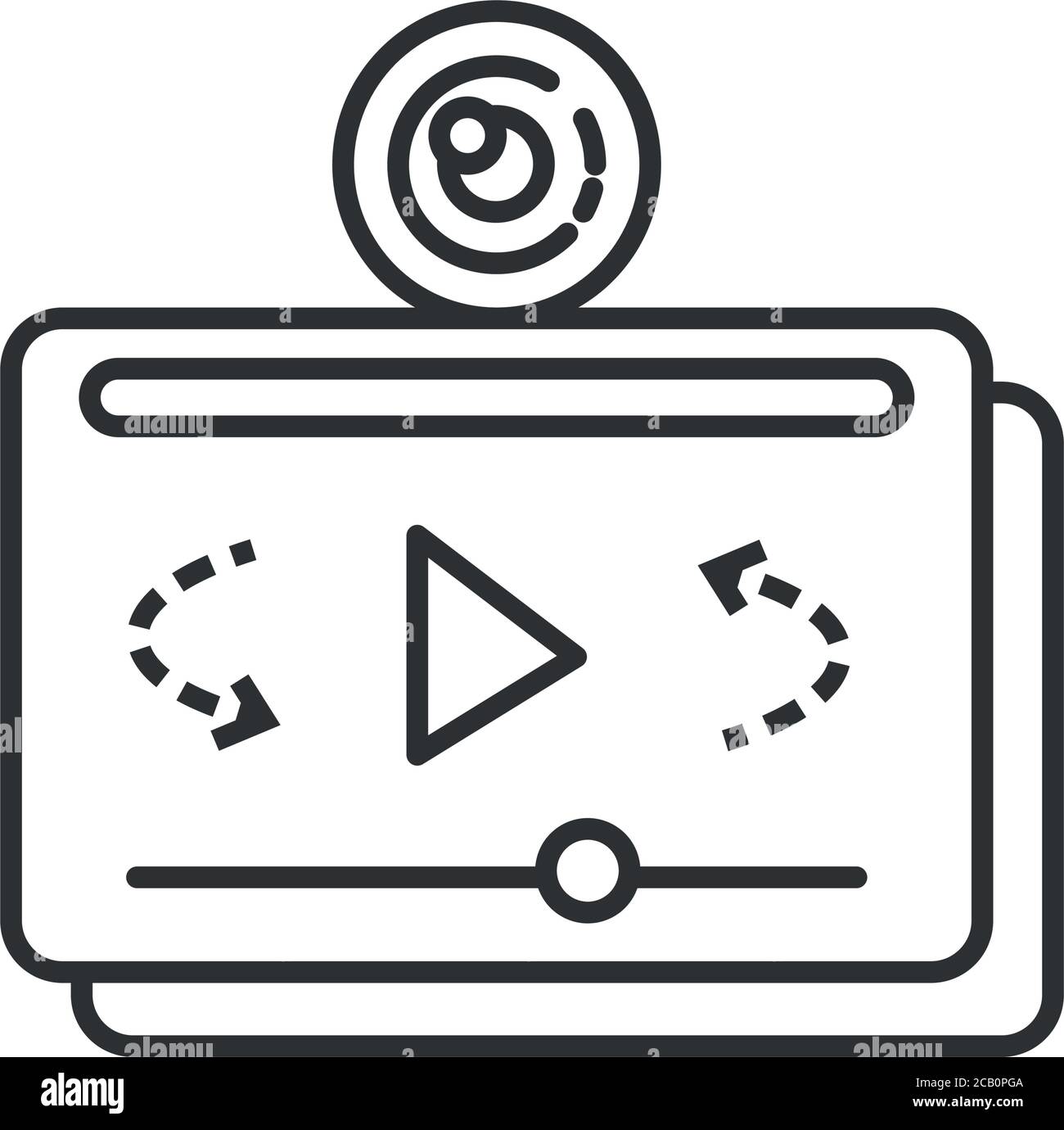 icon of camera 360 degrees, virtual tour line detailed vector ...