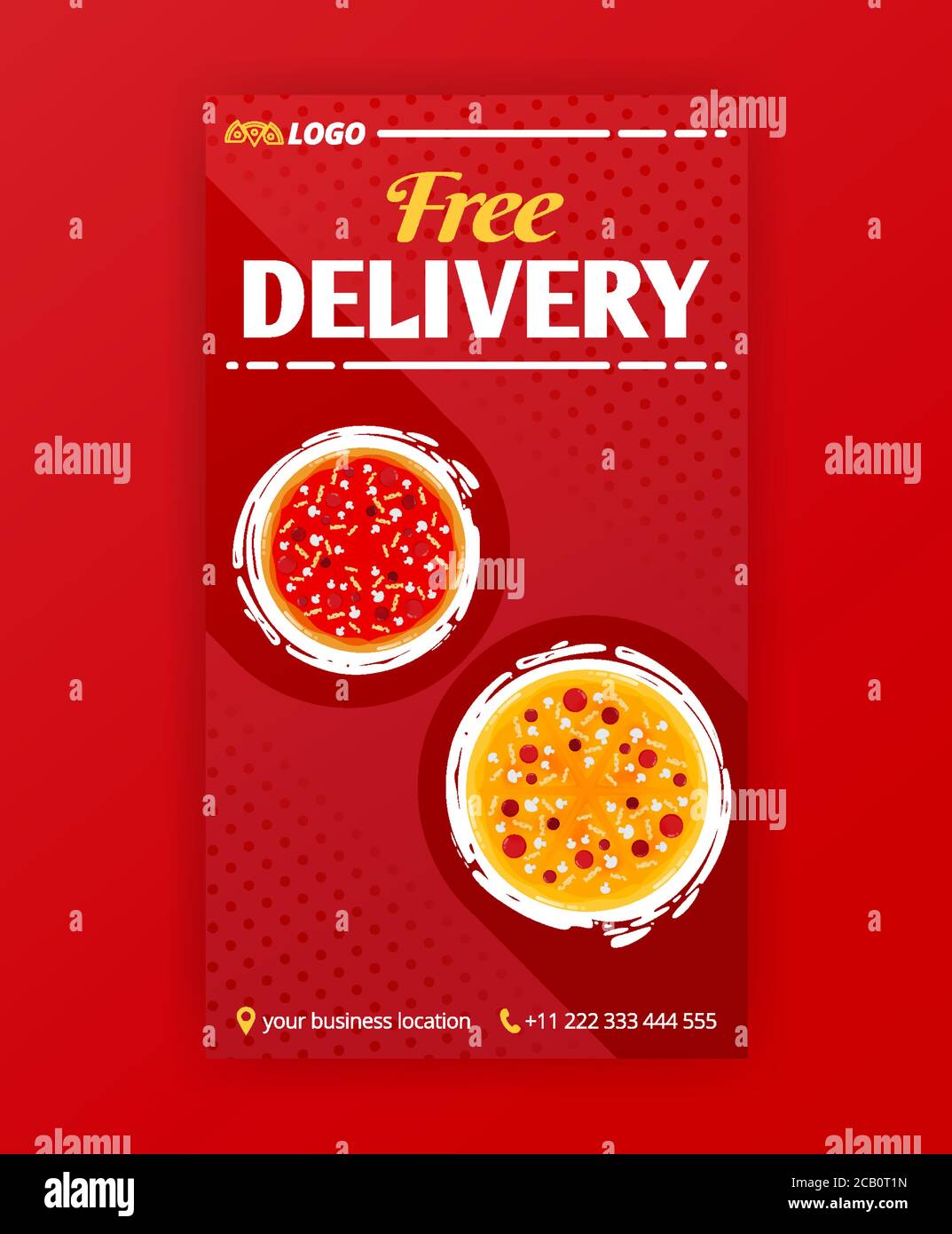 poster template of fast pizza free delivery for social media stories ...