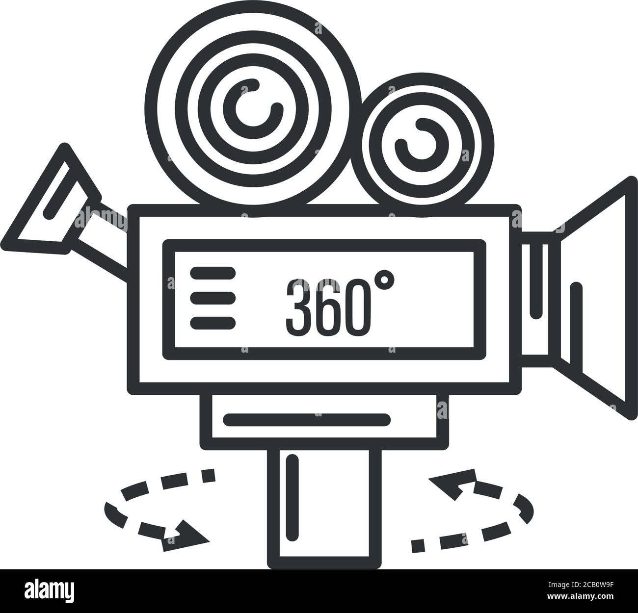 icon of camera 360 degrees, virtual tour line detailed vector ...