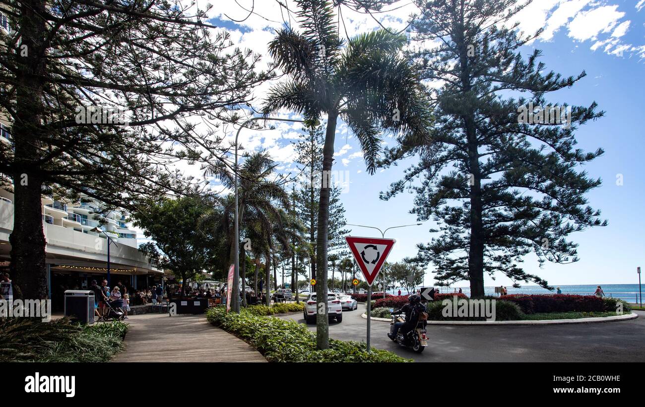 View of The Esplanade, the main coastal avenue, of Mooloolaba ...