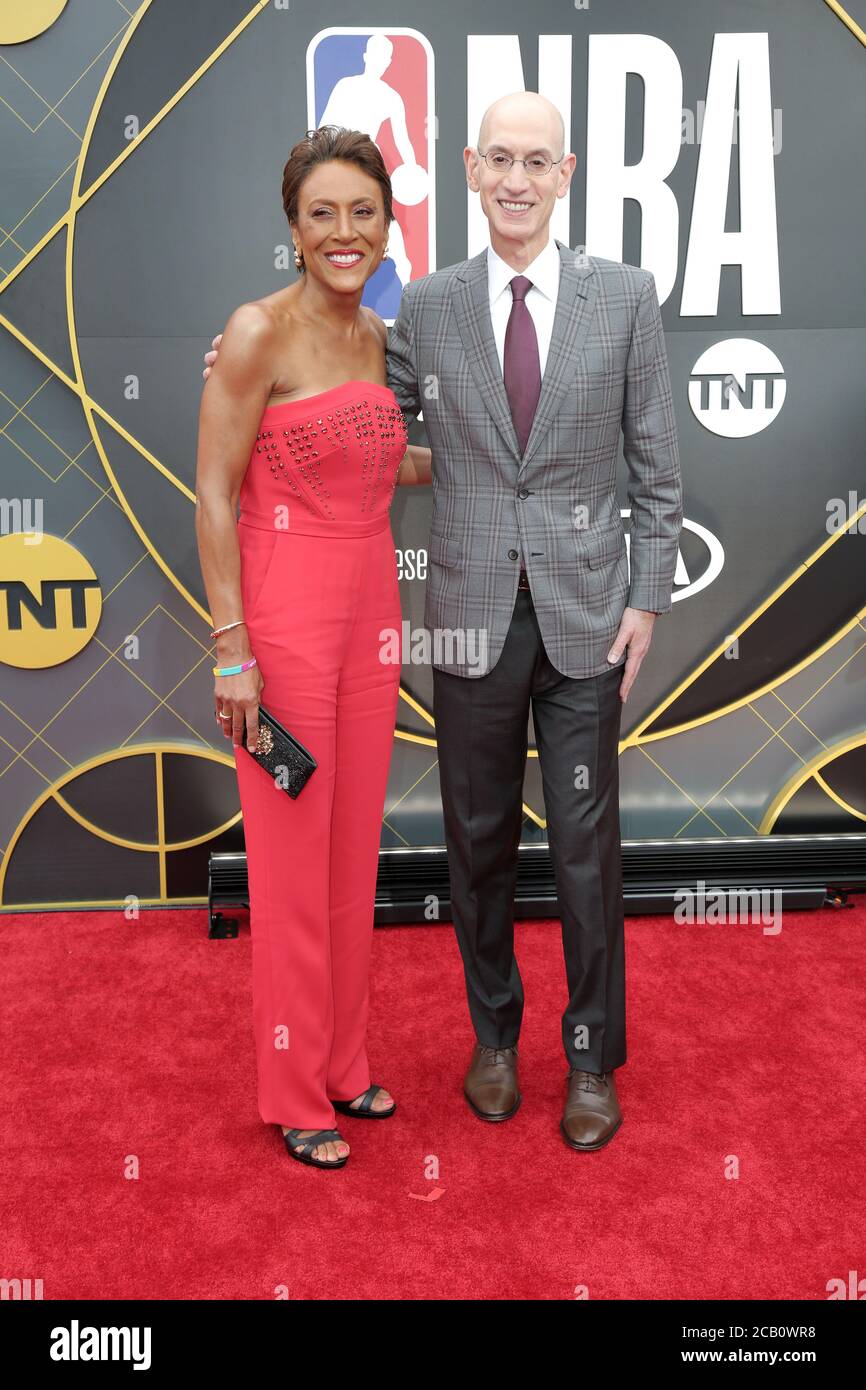 LOS ANGELES - JUN 24: Robin Roberts, Adam Silver at the 2019 NBA Awards ...