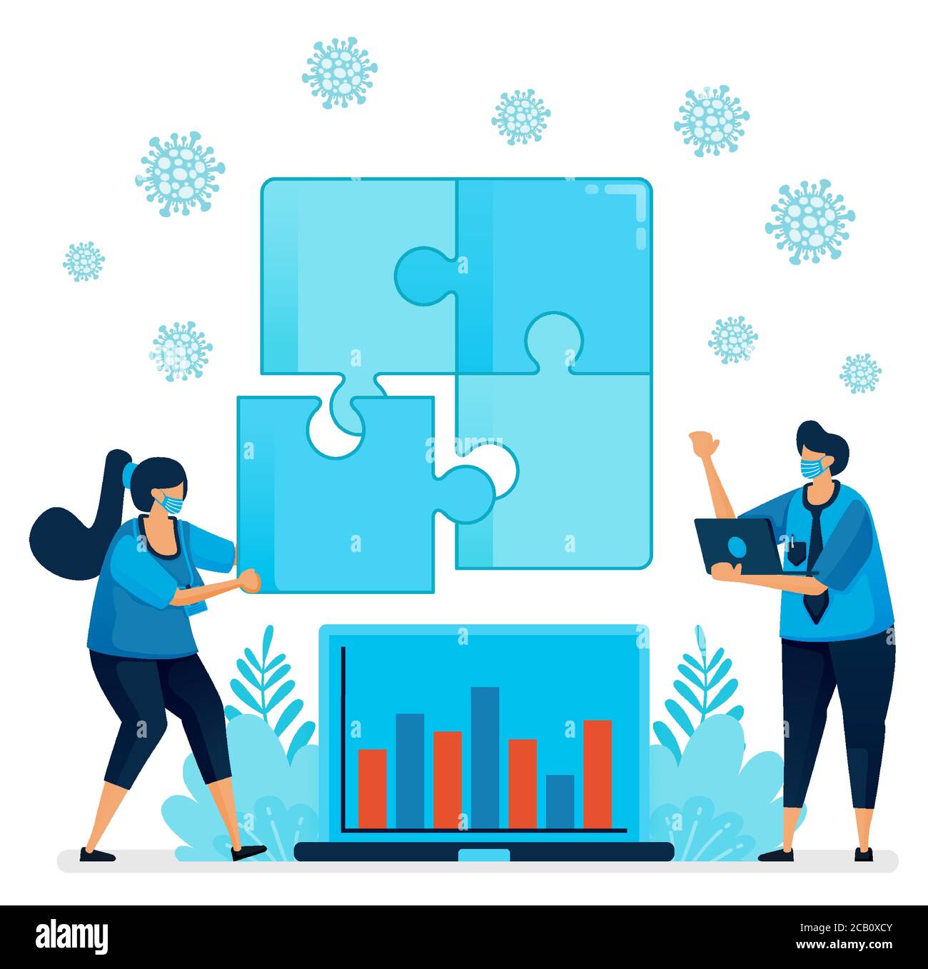 Vector illustration of solving problem in business when covid-19 ...