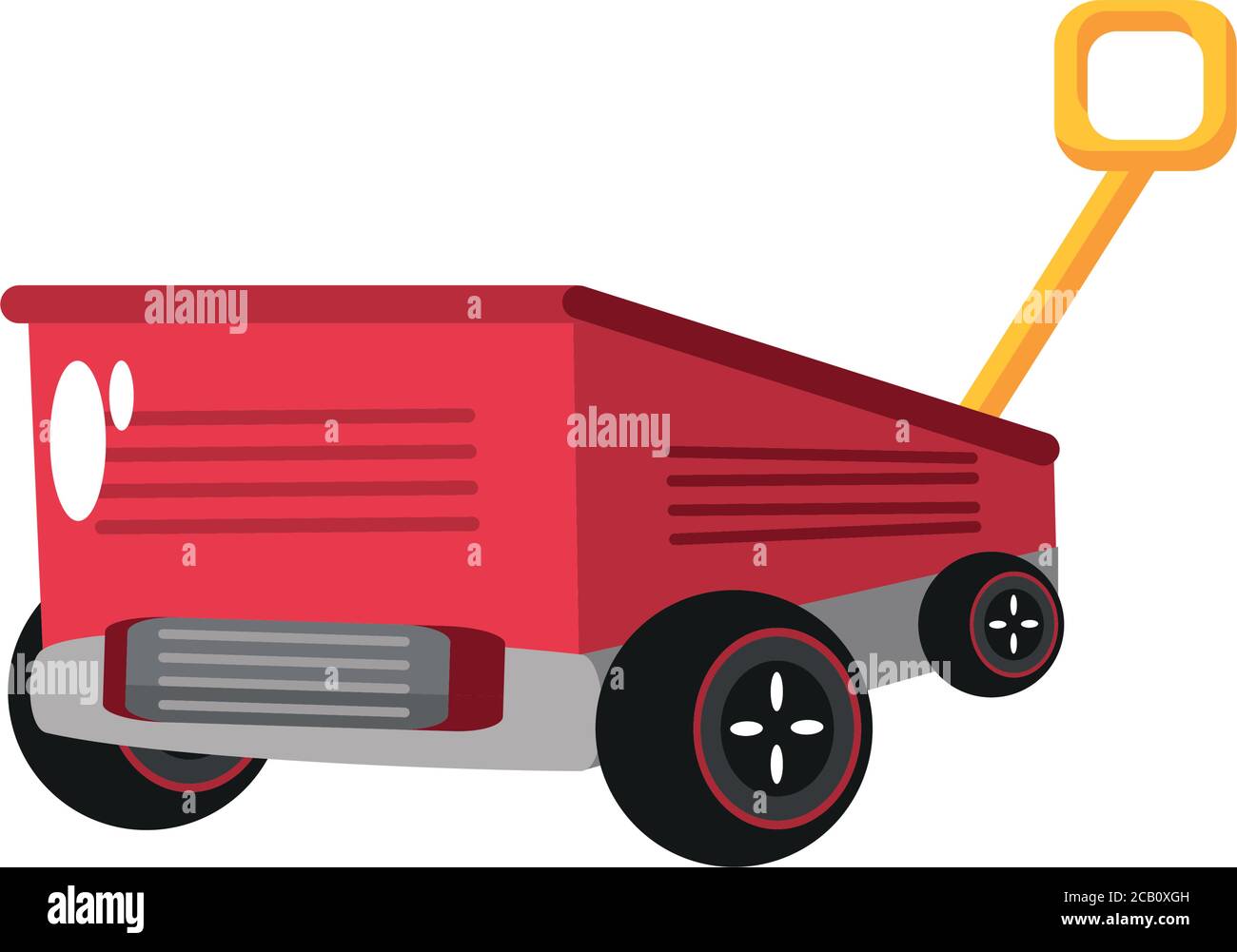 little red wagon, kids toy on white background vector illustration ...