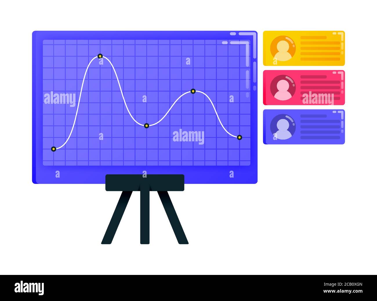 Logos for employee performance, presentation and line chart. Logos can ...