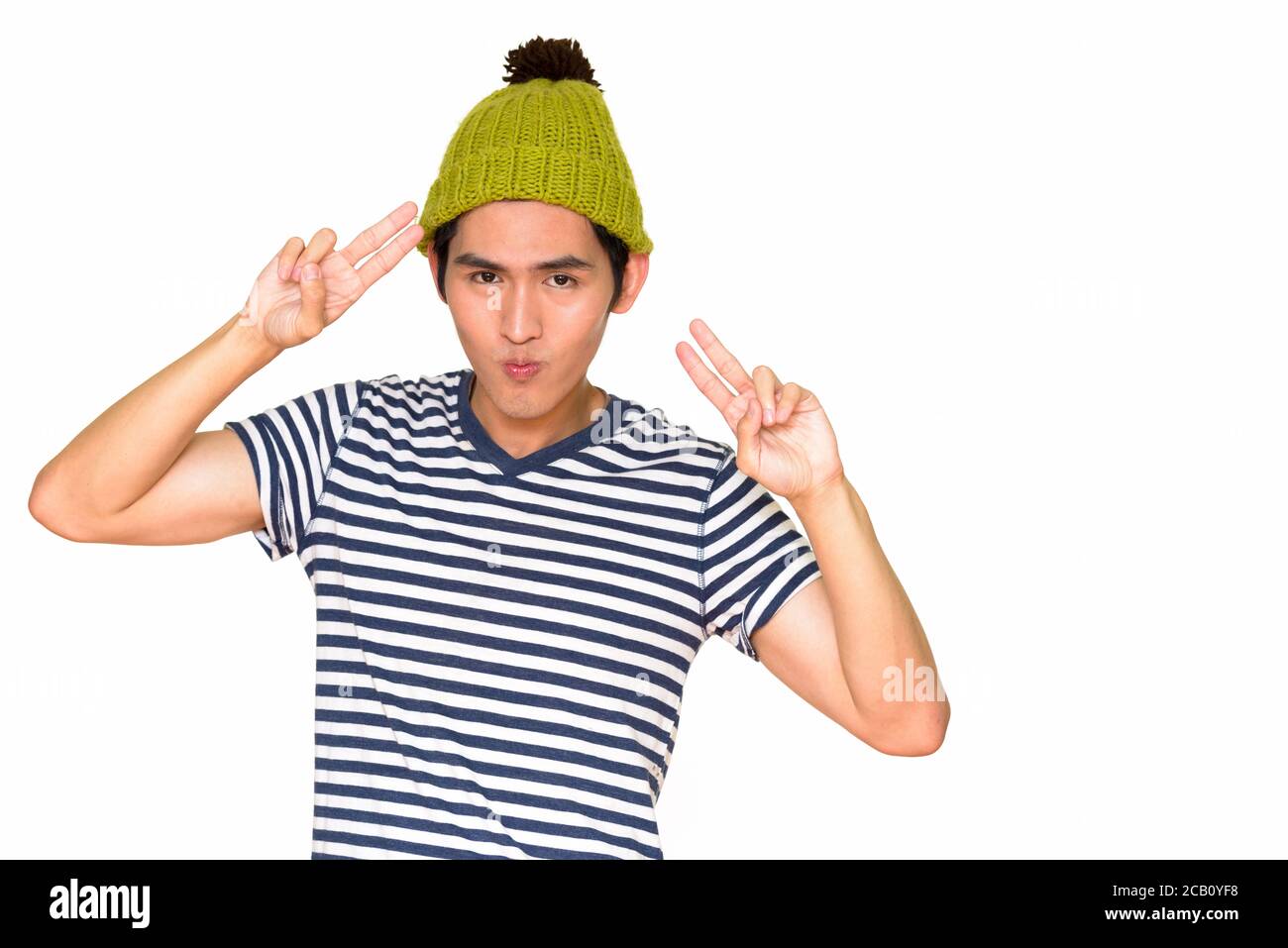 Man making peace sign hi-res stock photography and images - Alamy