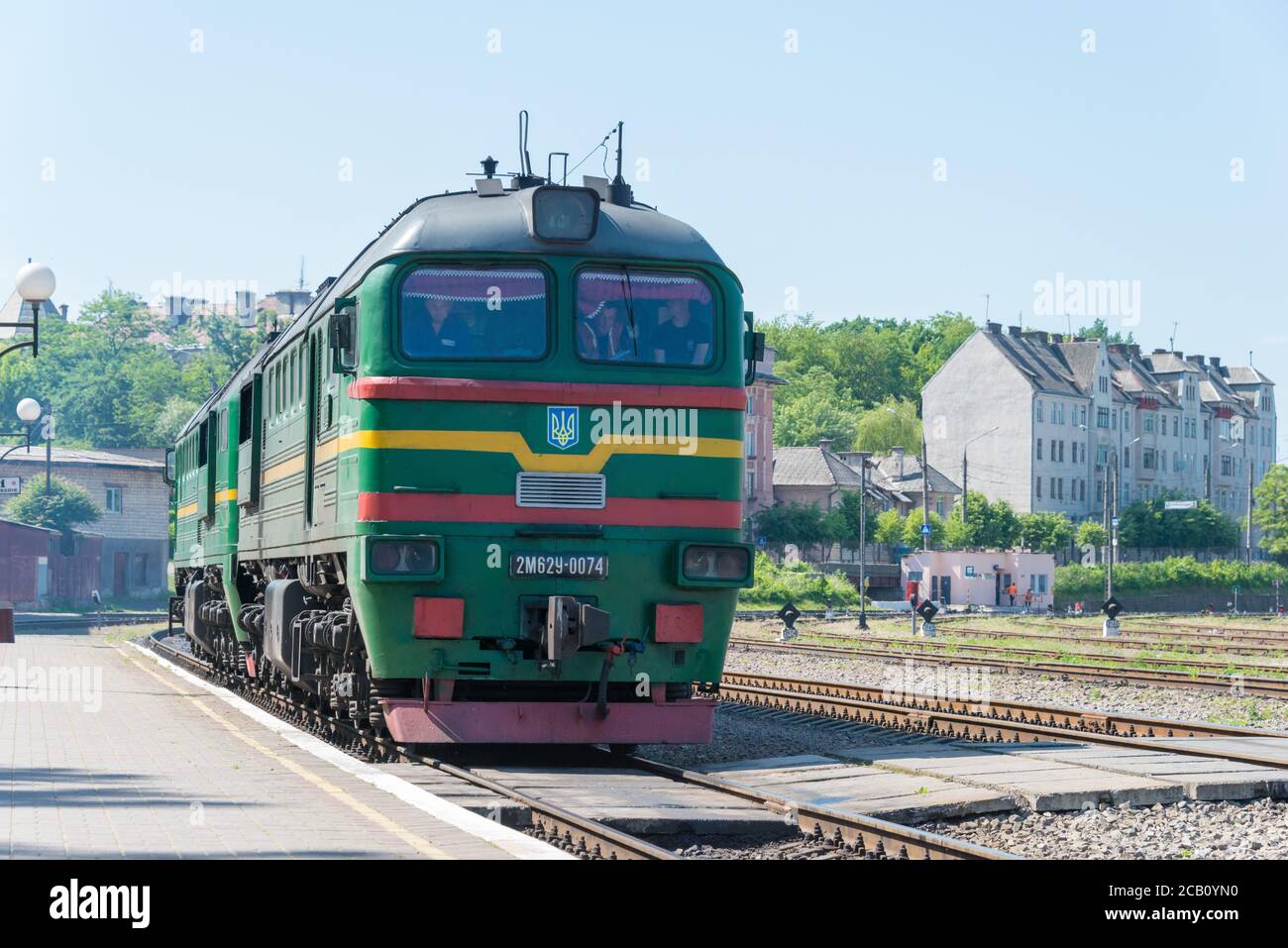 Diesel locomotive at Chernivtsi Railway station in Chernivtsi, Ukraine ...