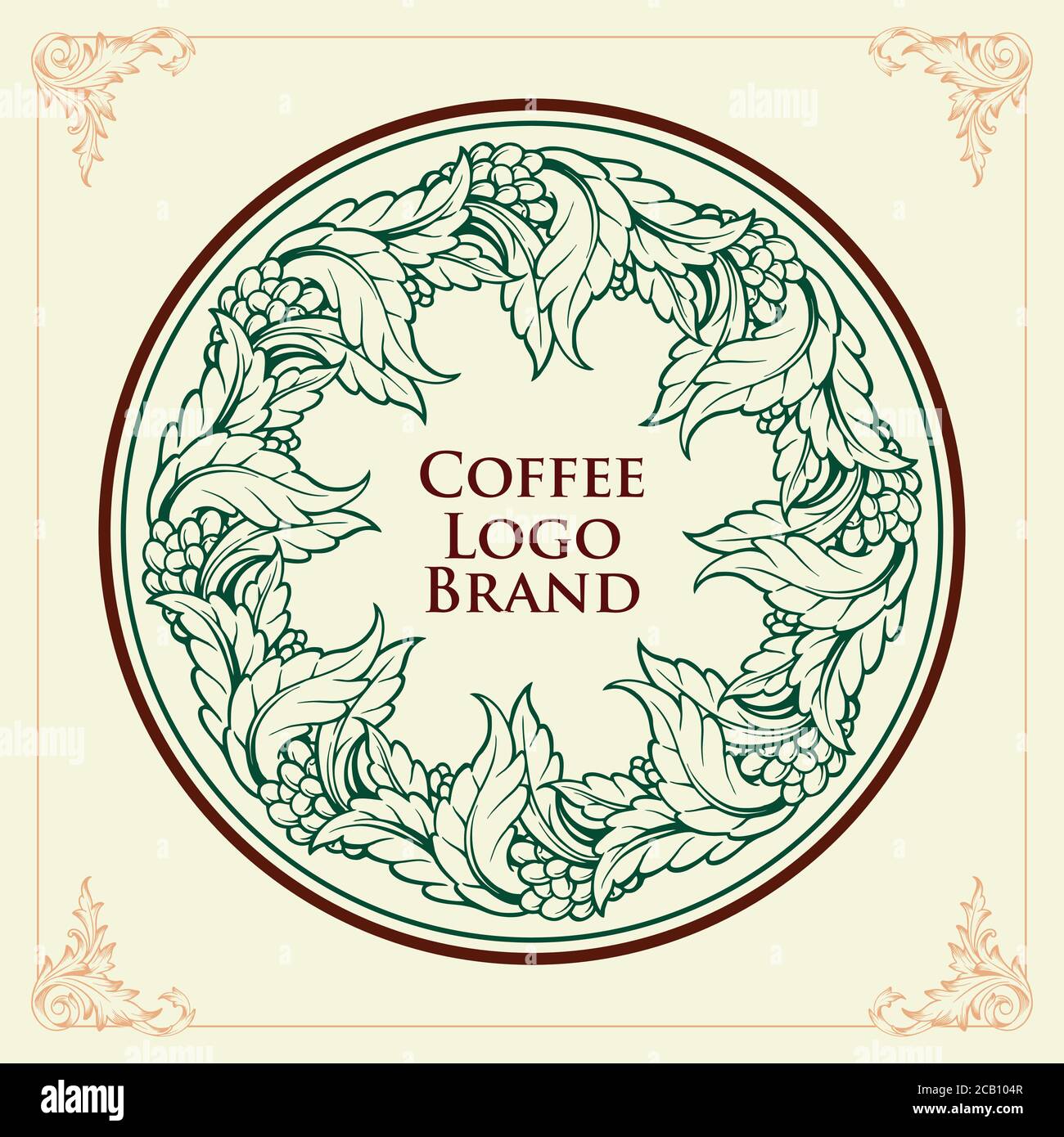 Illustrations leaf Ring Logo for Retro Coffee shop Brand, hotel, cafe ...